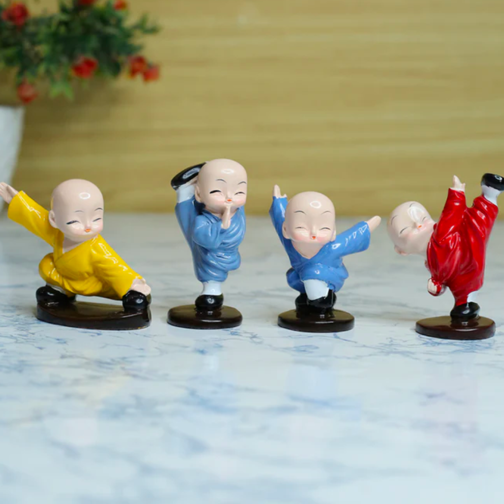 Miniature Kung Fu Monks Set of 4 Decor