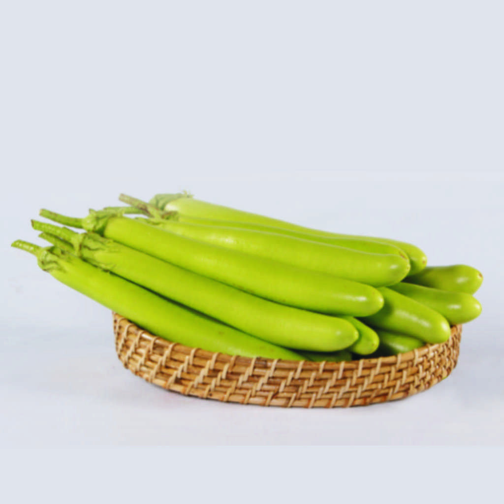 Brinjal Hybrid Green – hybrid baingan, summer harvest – myBageecha