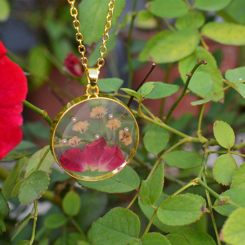 Shimmering Bloom Real Dried Flower Necklace